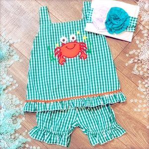 Matching Sets | Boutique Girls 3pc Embroidered Crab Outfit | Poshmark